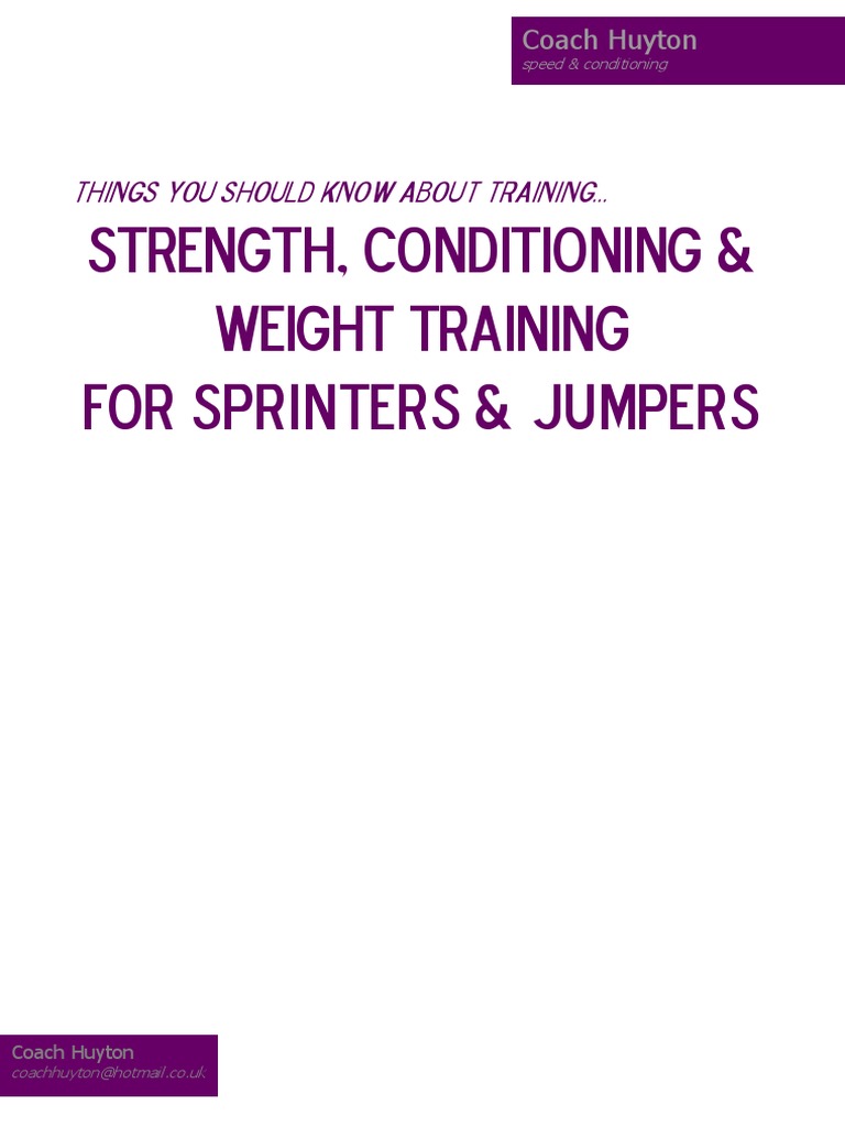 Strength Conditioning and Weight Training For Sprinters Jumpers | PDF ...