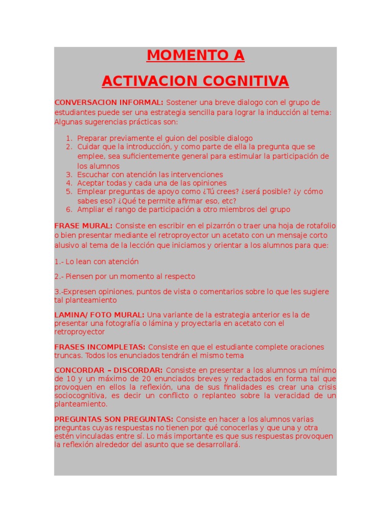 Metodo Eli - Estrategias - Siete - Momentos | PDF | Palabra | Información