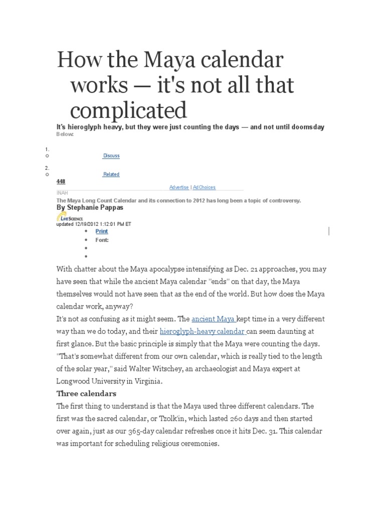 How The Maya Calendar Works | PDF | 2012 Phenomenon | Maya Civilization