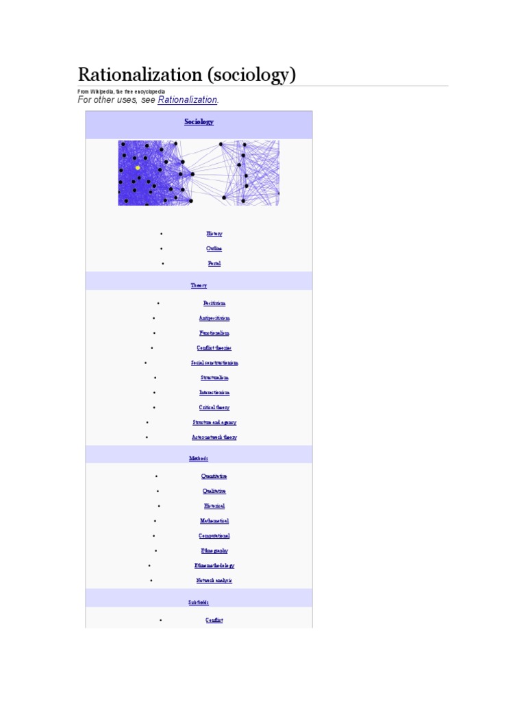 Rationalization (Sociology) : For Other Uses, See | PDF | Academic ...