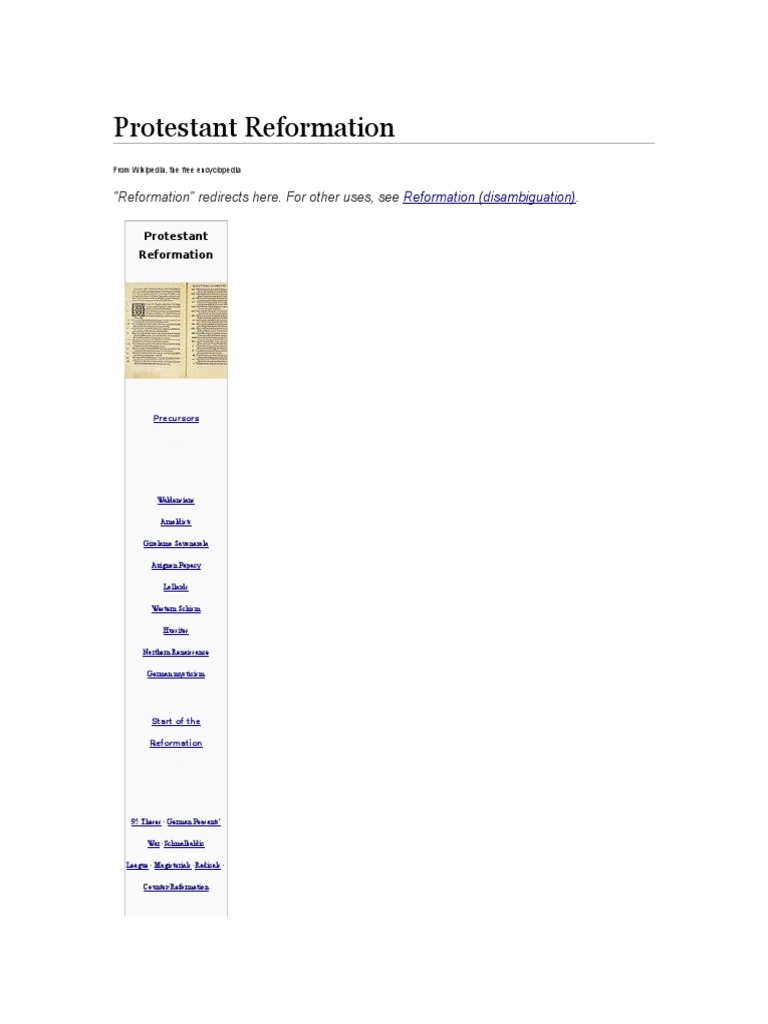 Protestant Reformation: "Reformation" Redirects Here. For Other Uses ...