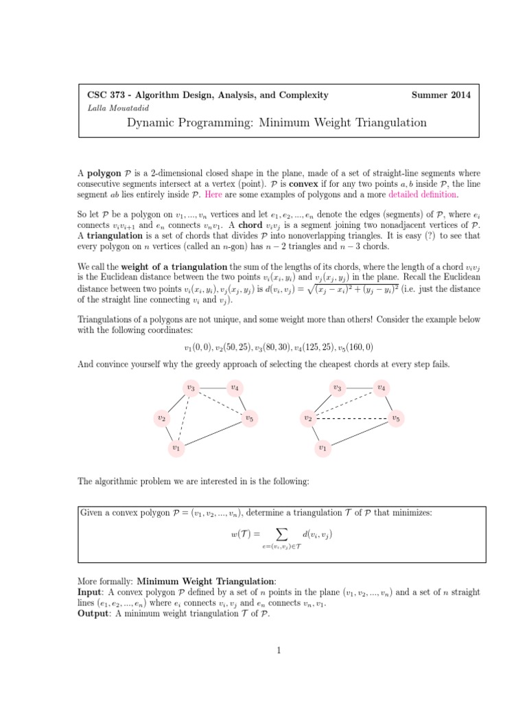 Dynamic Programming Approach for Finding the Minimum Weight ... Dynamic Programming Approach for Finding the Minimum Weight ...