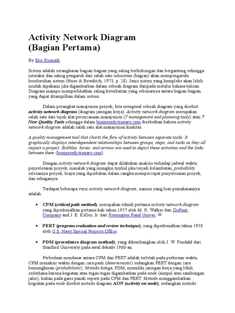 Activity Network Diagram 1 | PDF