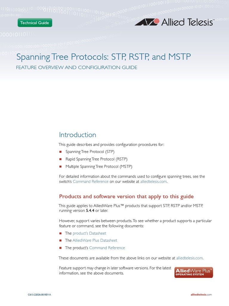 Spanning Tree Protocols: STP, RSTP, and MSTP: Feature Overview and Configuration Guide | PDF ...