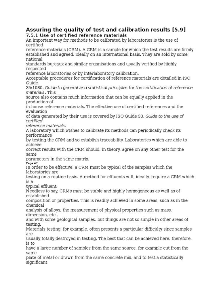 Assuring The Quality of Test and Calibration Results | PDF ...