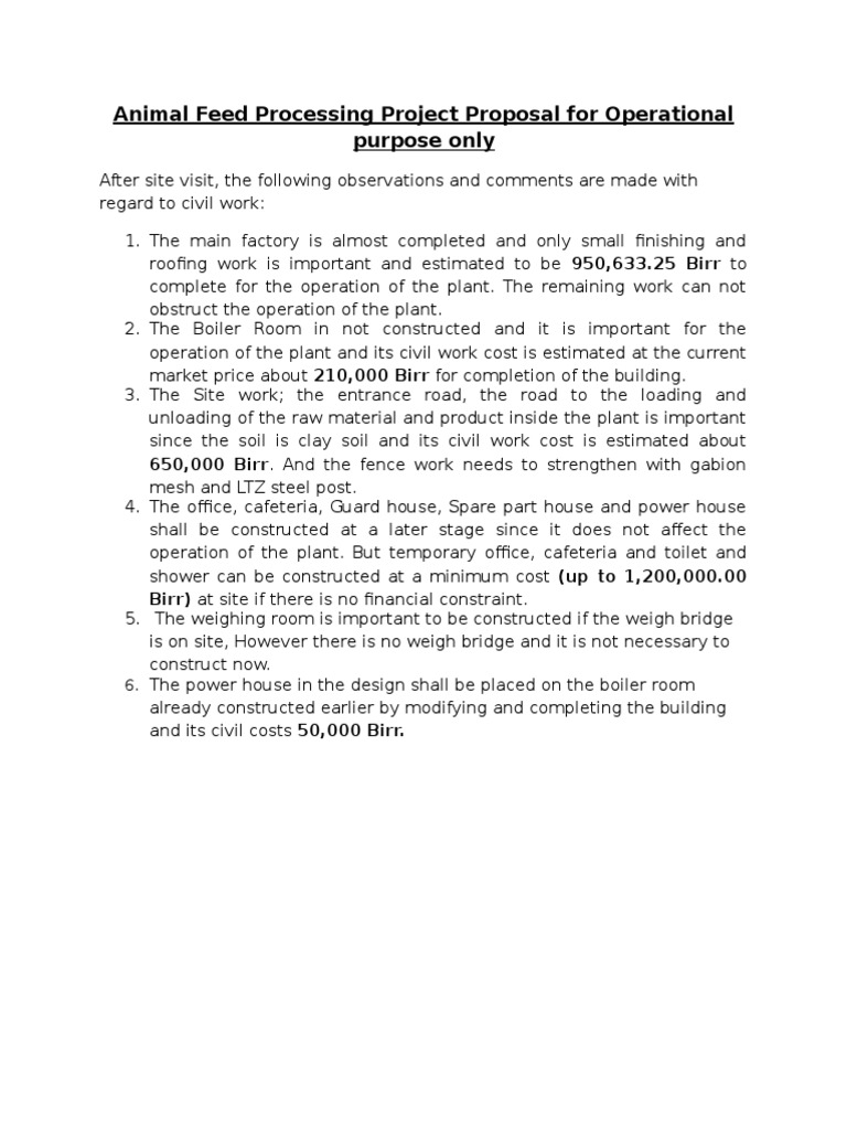 Animal Feed Processing Project Proposal | PDF | Building Engineering ...