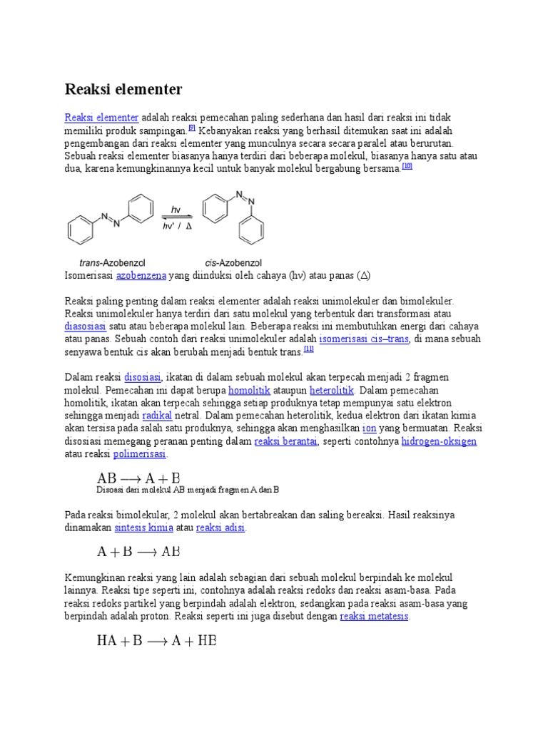 Reaksi Elementer | PDF