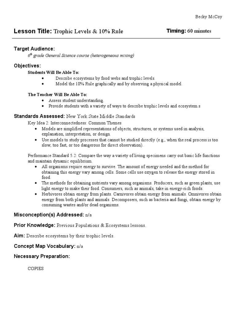Trophic Levels - 10% Rule | PDF | Food Web | Ecosystem