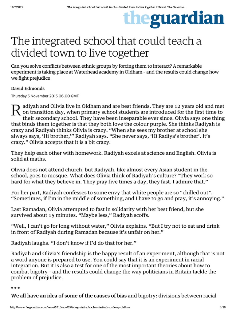 The Integrated School That Could Teach A Divided Town To Live Together ...