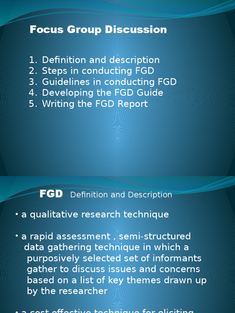 Focus Group Discussion | PDF | Focus Group | Qualitative Research