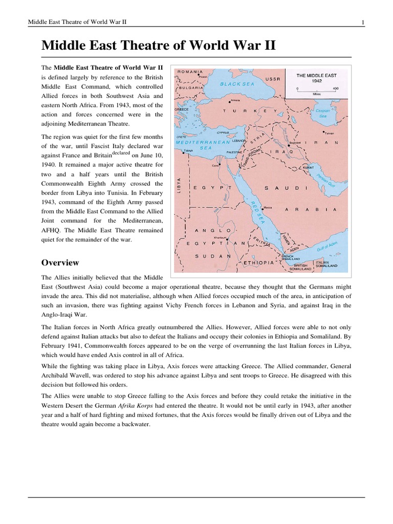Middle East Theatre of World War II | PDF | Mandatory Palestine ...