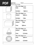 Geometry Cheat Sheet 3d Shape Formulas | PDF | Area | Volume