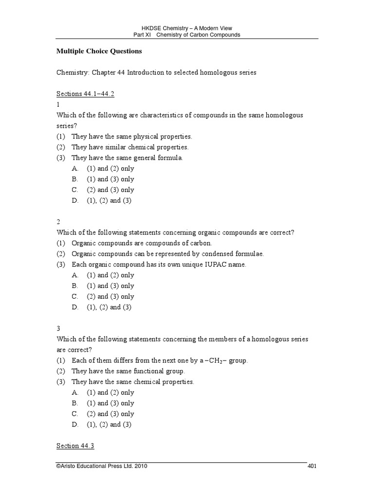 Carbon Compounds MCQ | Isomer | Chirality (Chemistry)