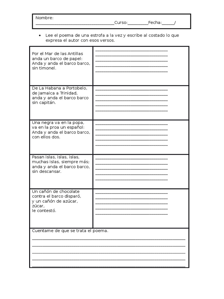 Formato para Analizar Poema | PDF