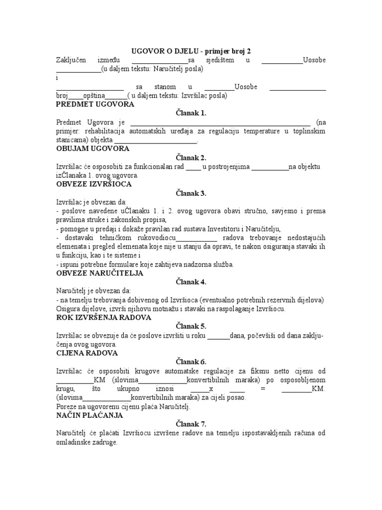 Ugovor o Djelu 1 | PDF