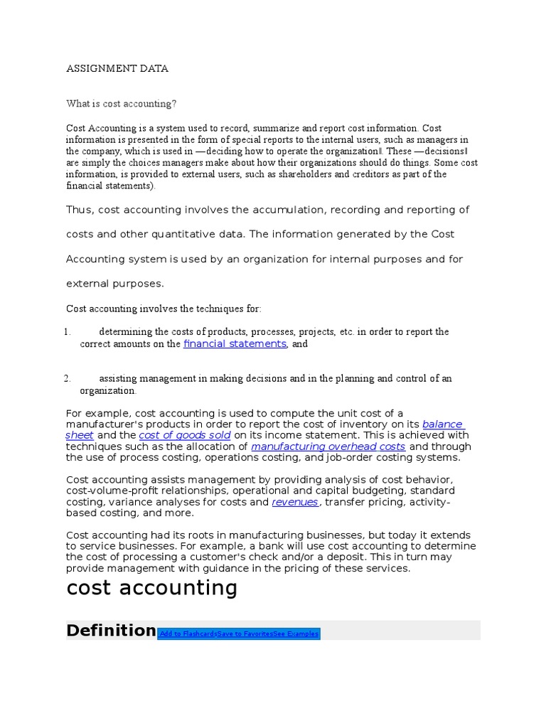 Assignment Data Pdf Cost Accounting Inventory
