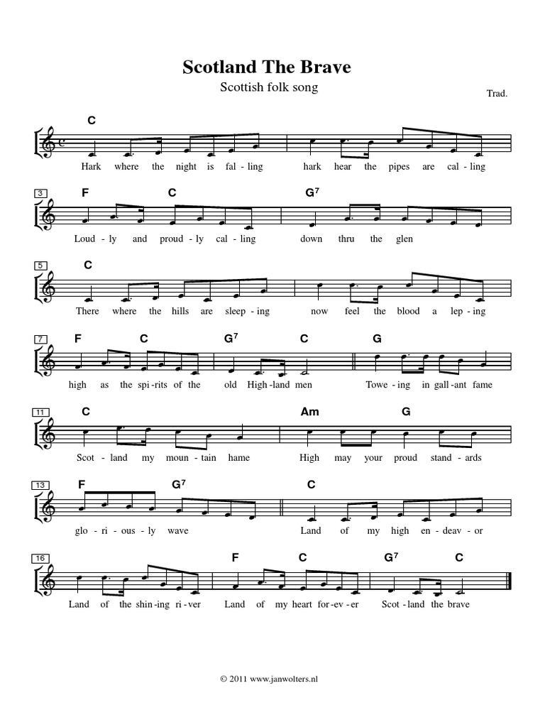 Scotland The Brave | PDF | Western European Music | British Anthems