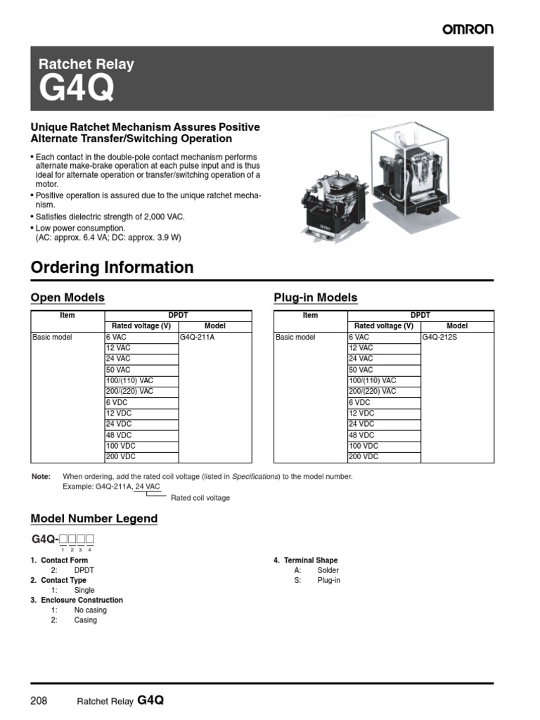Omron G4Q | Relay | Alternating Current