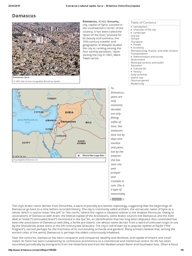 Damascus _ National Capital, Syria -- Britannica Online Encyclopedia1 ...