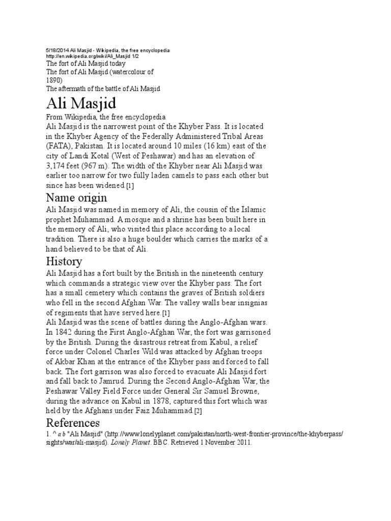 Ali Masjid Historic Place | PDF | Social Science | Art