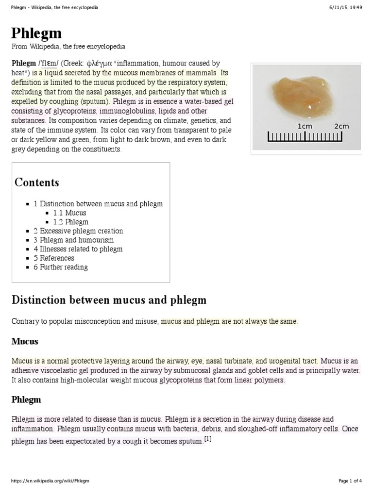 Wikipedia - Phlegm (CHECKED).pdf | Mucus | Respiratory Diseases