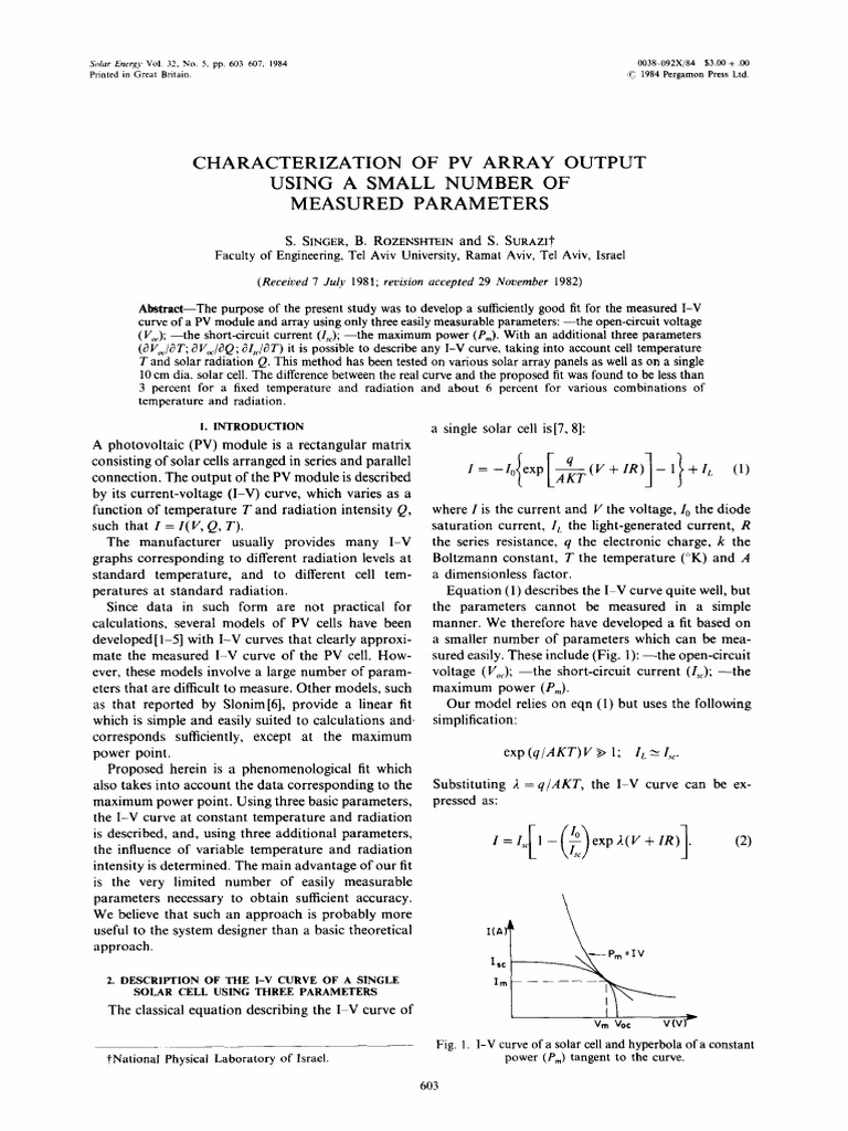 Characterization of Pv Array Output Using a Small Number of Measured ...