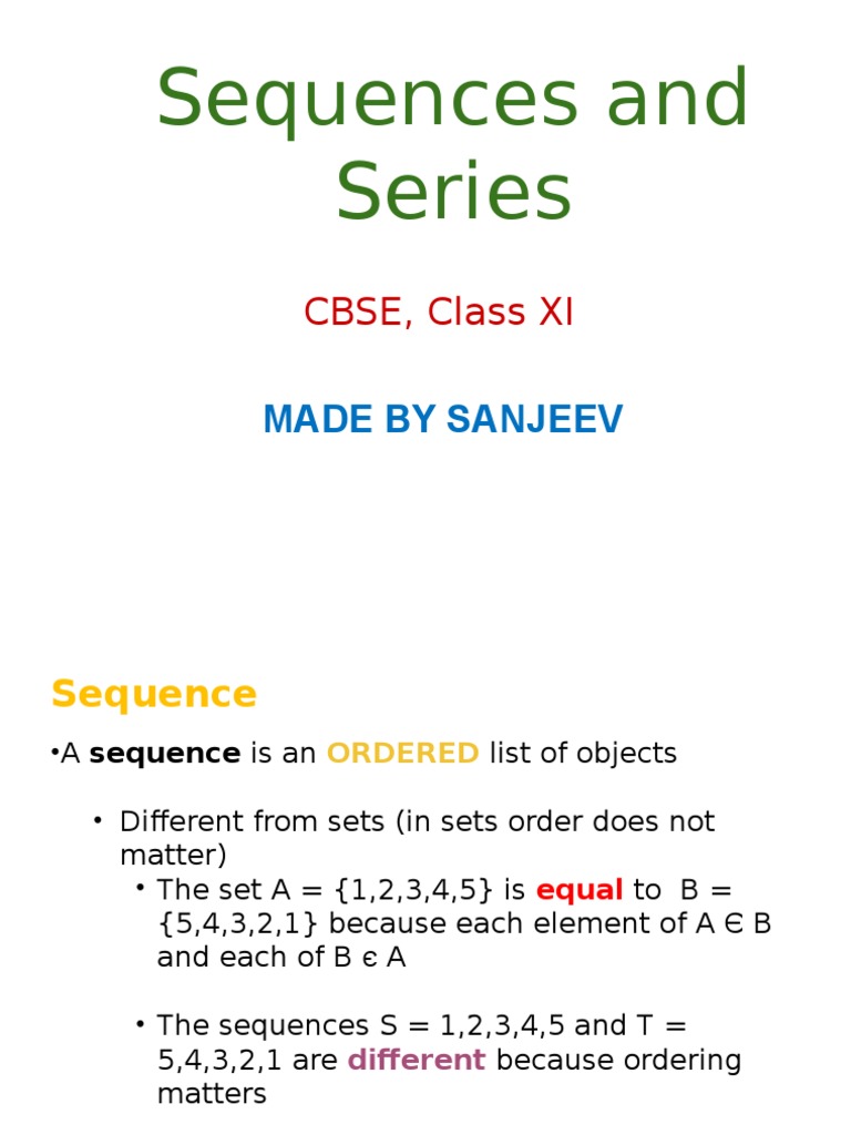 Class 11 Sequences and Series Guide | PDF | Sequence | Mathematical Objects