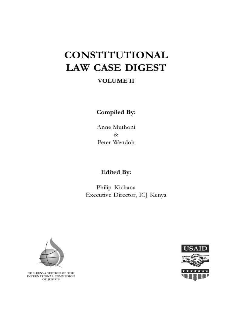 Constitutional Law Case Digest: Anne Muthoni & Peter Wendoh | PDF ...