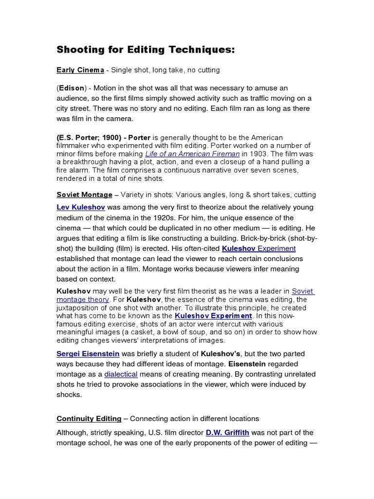 Evolution of Film Editing Techniques | PDF | Film Theory | Entertainment