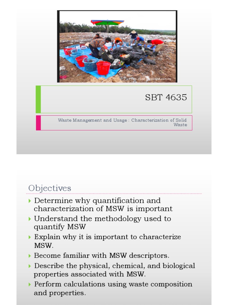 Lecture 3 Characterization and Composition of MSW | PDF | Municipal ...