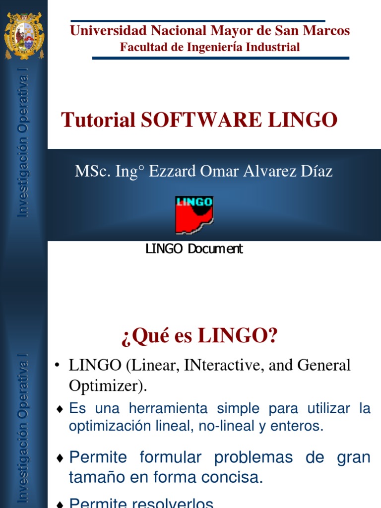 Lingo Tutorial | PDF | La investigación de operaciones | Función (Matemáticas)