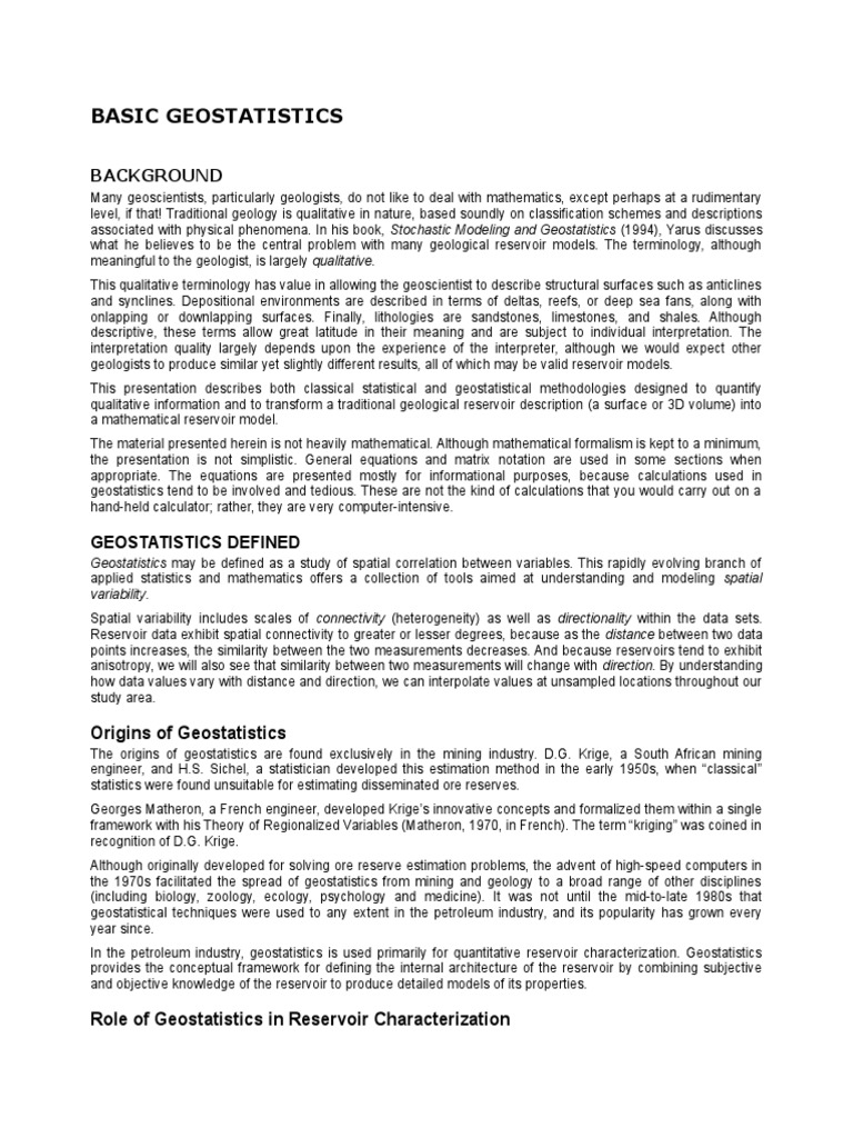 Basic Geostatistics | PDF | Probability Distribution | Random Variable