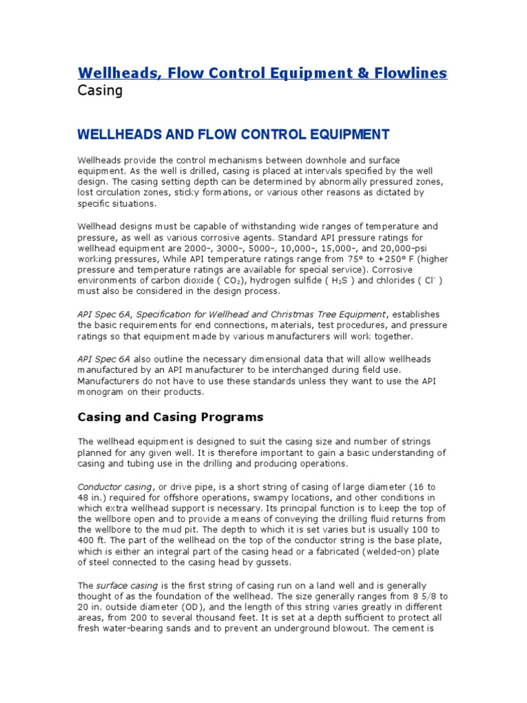 Wellheads, Flow Control Eqpmt N Flowlines | PDF | Casing (Borehole) | Valve