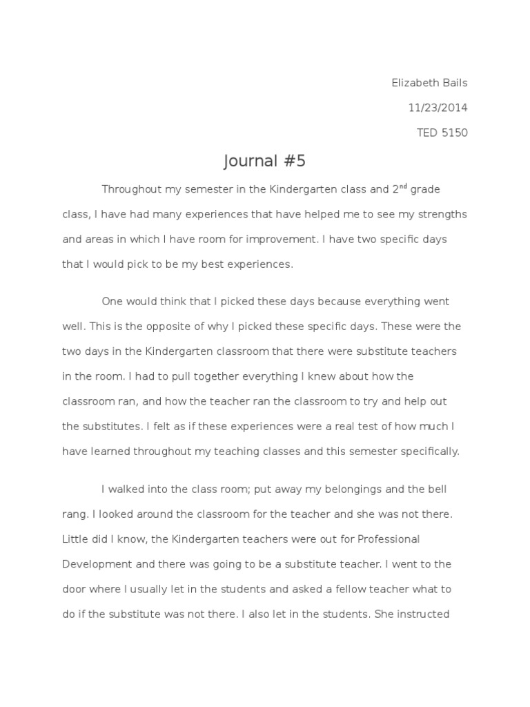 Reflective Journal | PDF | Classroom Management | Classroom