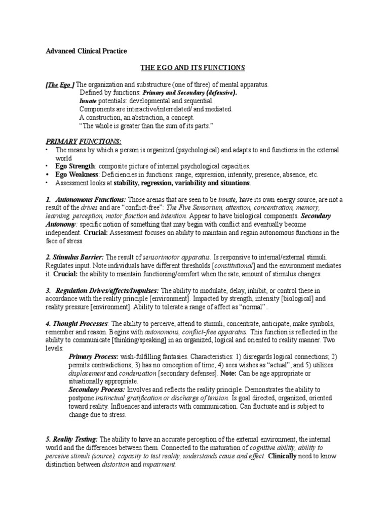 The Ego And Its Functions Pdf Id Perception