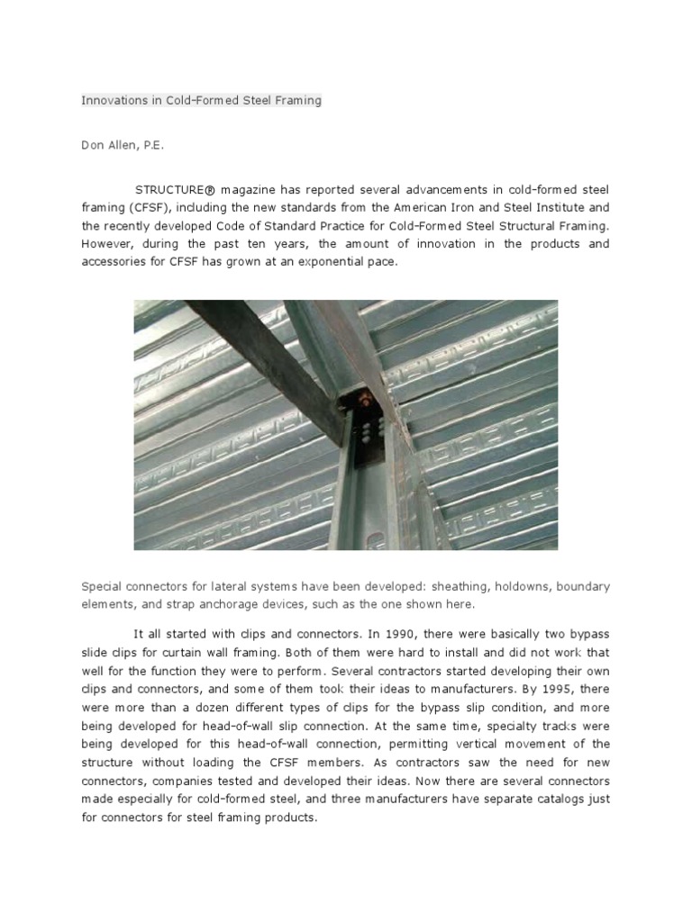 Steel Frame Innovation | PDF | Framing (Construction) | Architectural ...
