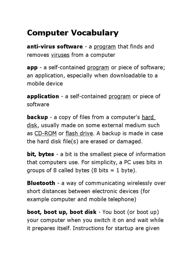 Computer Vocabulary | Download Free PDF | Personal Computers | Computer ...