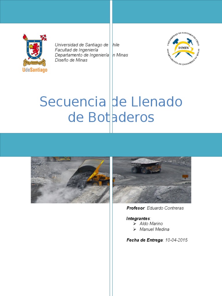 Informe Diseño Botaderos Secuencia | PDF | Minería | Transporte