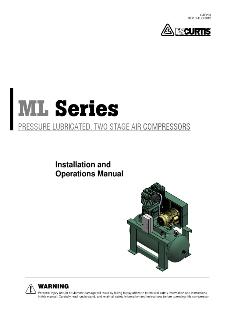 Curtis ML Air Compressor Series Manual | PDF | Gas Compressor | Valve