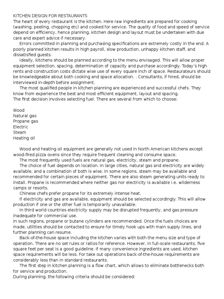 Kitchen Design For Restaurants | PDF