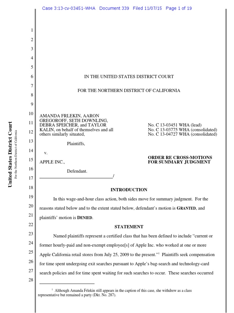 APPLE V AMANDA FRLEKIN, AARON GREGOROFF, SETH DOWNLING, DEBRA SPEICHER ...