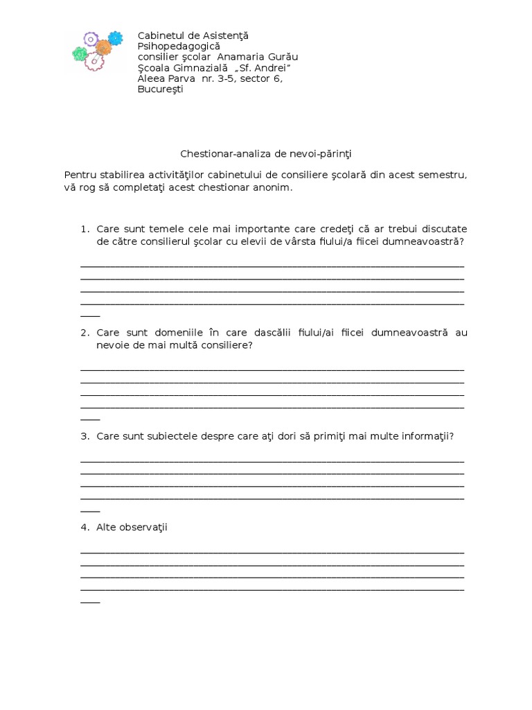 Analiza Nevoi Parinti | PDF