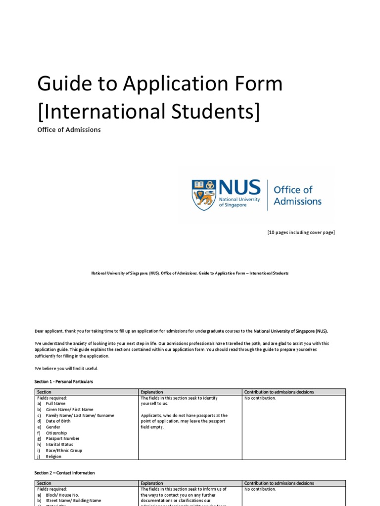 NUS Application Guide Cat D | PDF | University And College Admission ...
