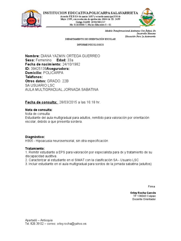 Reporte orientacion escolar