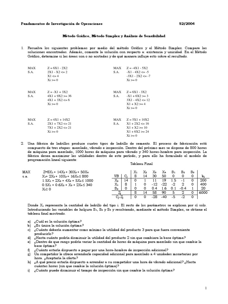Guia Simplex s2 2004 | PDF | Publicidad | Programación lineal