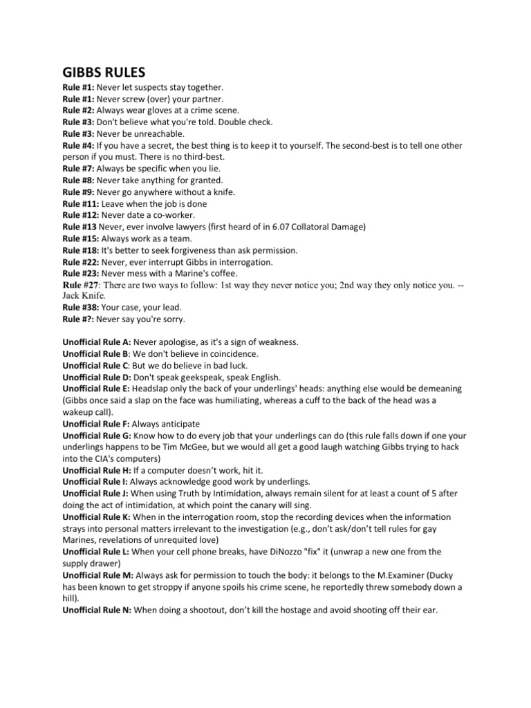 Ncis Rules | PDF | Violence