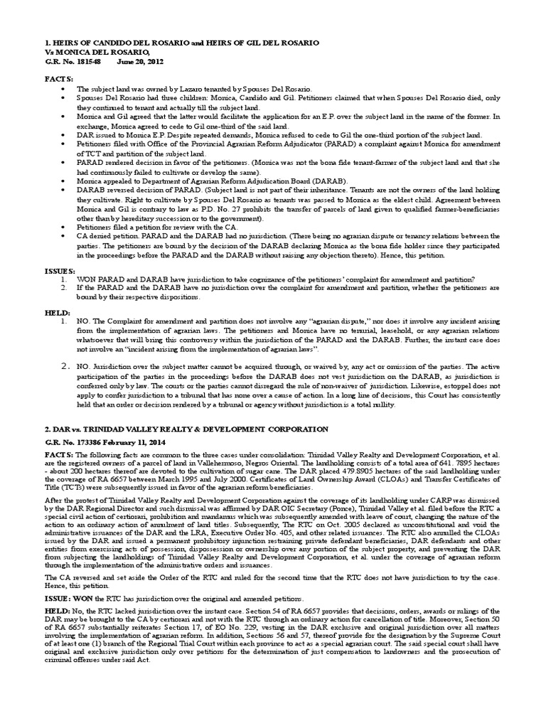 Agrarian Law Pdf Jurisdiction Leasehold Estate