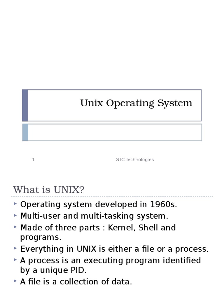 Unix Operating System: 1 STC Technologies | PDF | Command Line ...