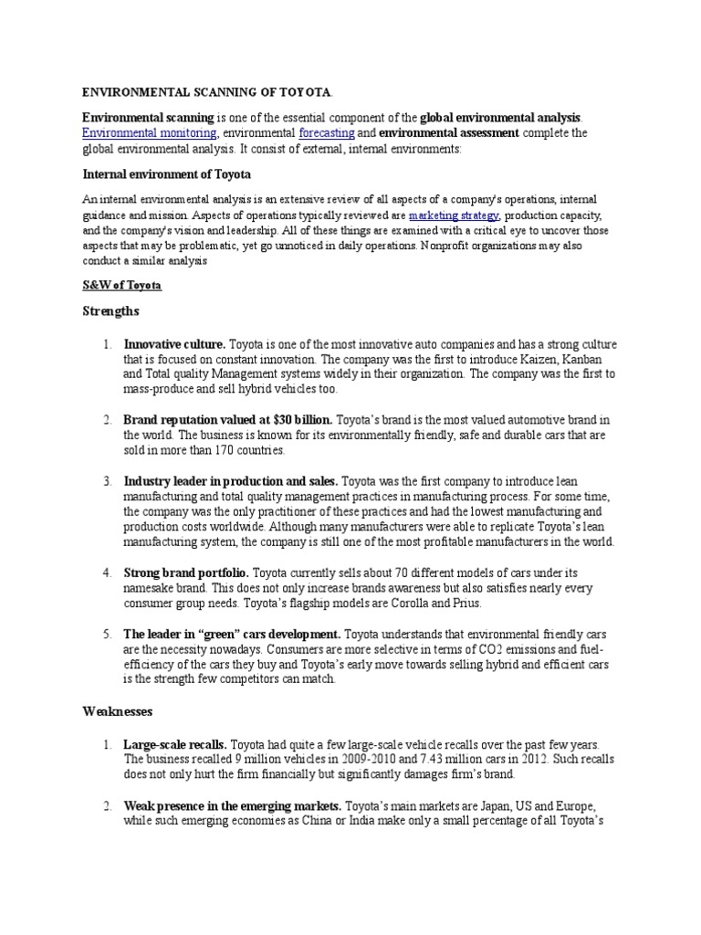 Analysis of Toyota Motor Corporation | PDF | Toyota | Organizational ...