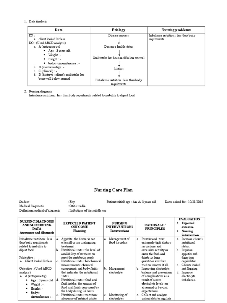 Nursing Care Plan Otitis Media | Nutrition | Medical Diagnosis